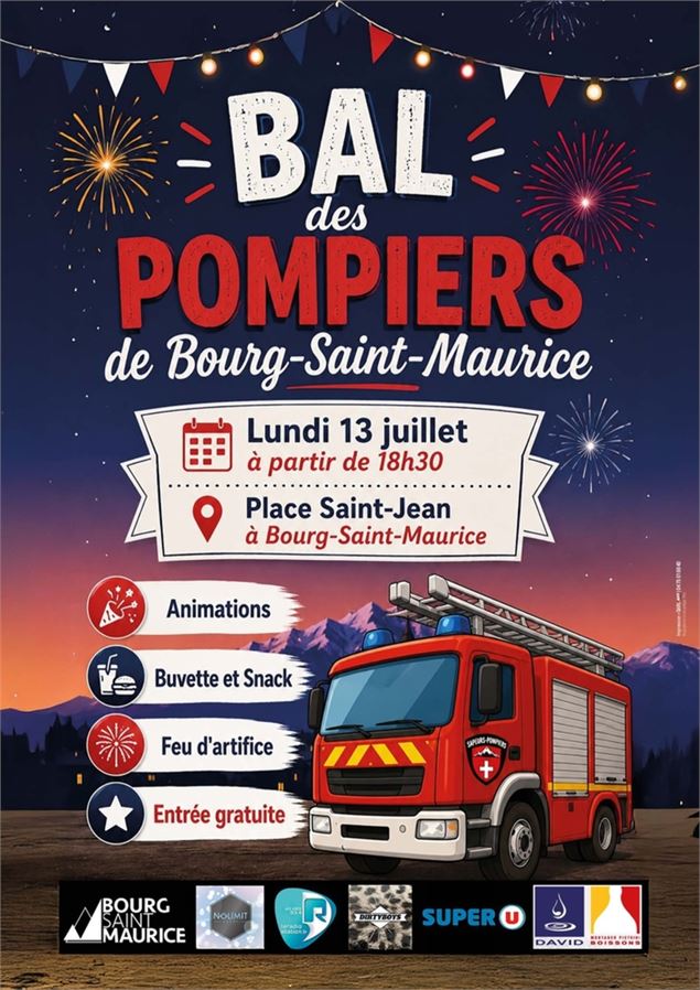 Bal des Pompiers et feu d'artifice à Bourg-Saint-Maurice
